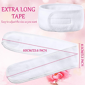 Hoteam 30 Pack Hairband, Polyester Spa Headband for Washing Face Makeup Headband for Shower Bath Sport, Adjustable Towel with Hook and Loop Non Slip, White