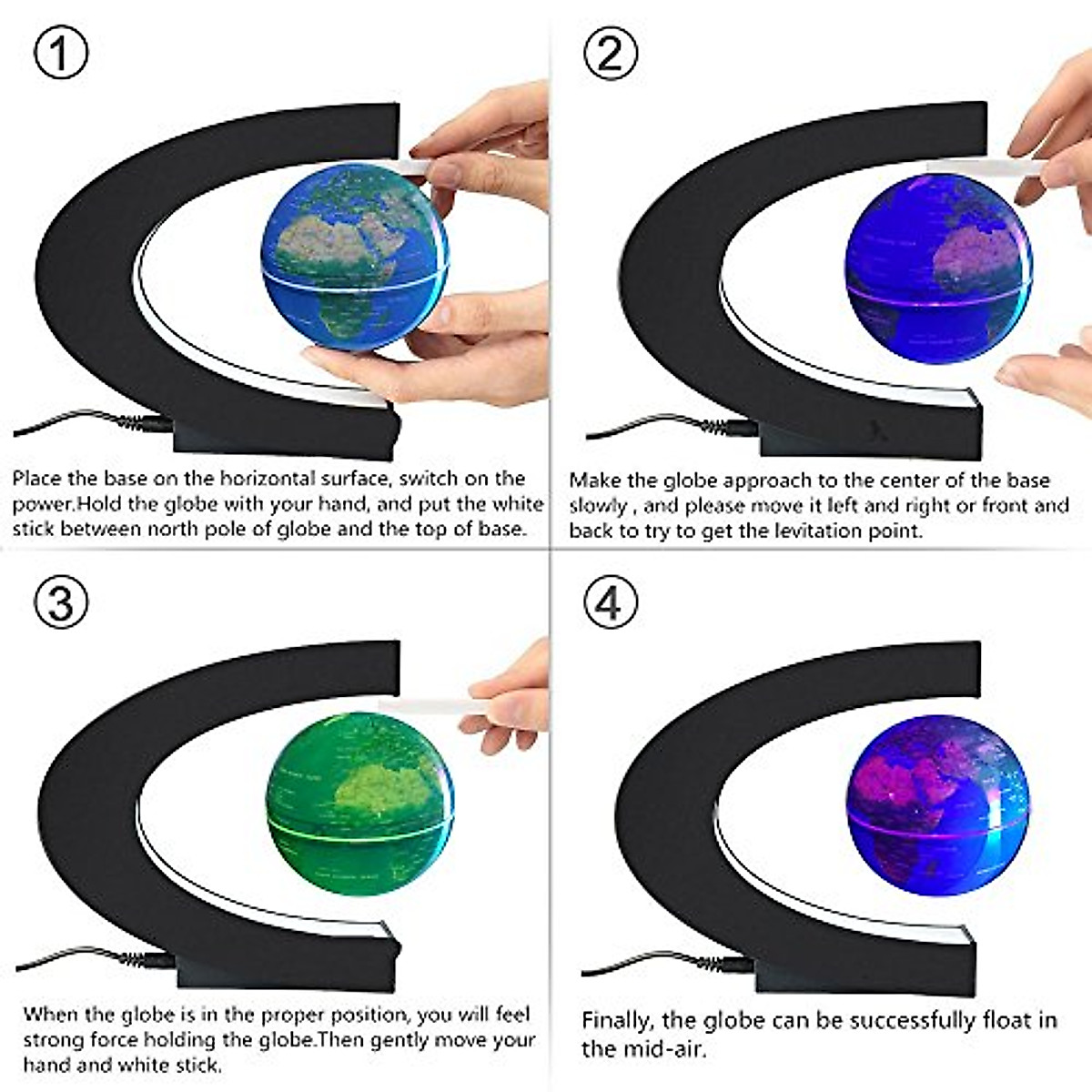 FUZADEL Levitating Globe - Color Changing Desk Decor