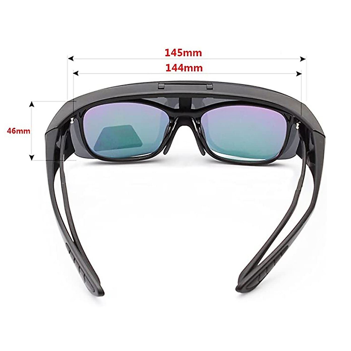 grinderPUNCH Polarized Sunglasses Flip Up Fit Over Prescription Glasses for Men Women Flip Up Shield Wrap Around Light Blocking Driving Shades UV 400 Protection (X-Large, Black)