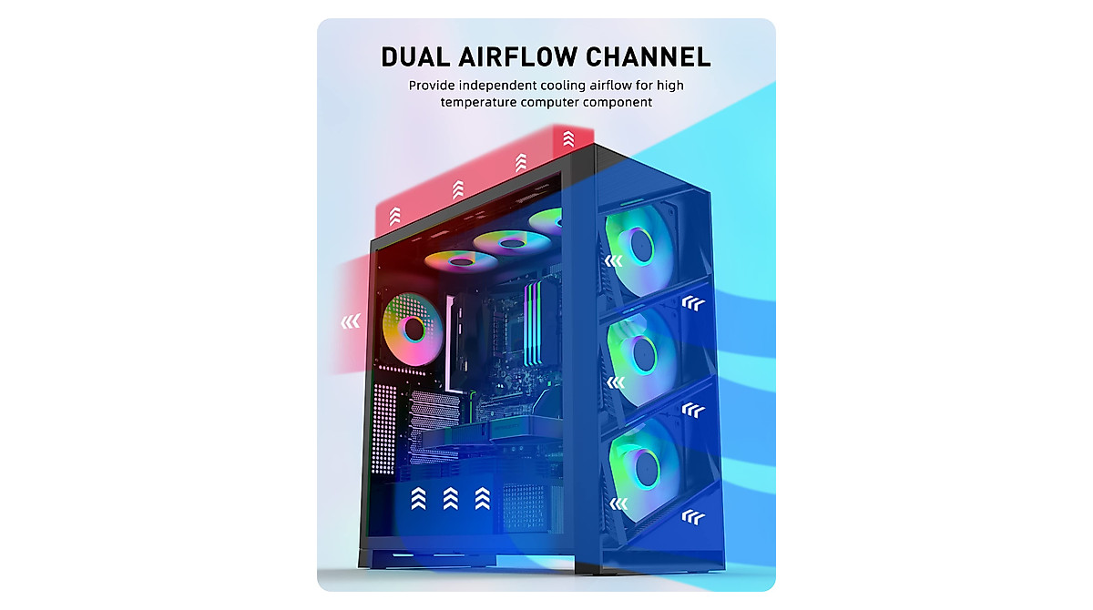 Segotep T3 Black Mid-Tower Gaming PC Case with Dual 360mm Radiators