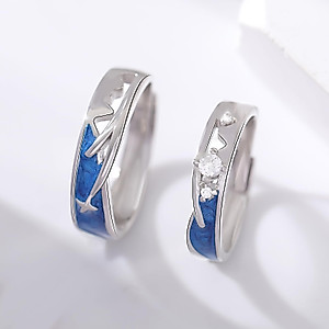 Vxddy Couples Rings Starry Sky Sterling Silver Promise Wedding Engagement Band Couple Matching Ring Him and Her