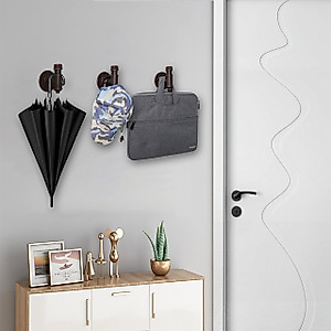 HOEMLIM Pipe Towel Robe Hooks Holder Rustic Industrial Wall Hooks for Hanging Farmhouse Coat Hook Rack Vintage Heavy Duty Clothes Hat Hanger(Red Bronze,3 Pack)