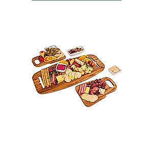 Wooden Serving Tray, 3 in 1 Ideal for Dinner Parties, Dining Table or Picnics, Special for Gift!