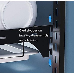 FEHUN Sinks,201 Stainless Steel Kitchen Wall-Mounted 3-Layer Dish Rack Drain Rack with 4 Hooks