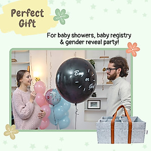 SanYeth Minimalist Grey Felt Diaper Caddy - Organizer Basket for Car, Nursery & Travel - 3 Compartment, Portable, Neutral Gift for Baby Boy or Girl