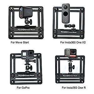 vgsion Aluminum Cell Phone/Action Camera Fence Mount for iPhone, Mevo Start, GoPro with Two Phone Clips, Angle Adjustable, Support Recording While Charging for Tennis, Baseball Games