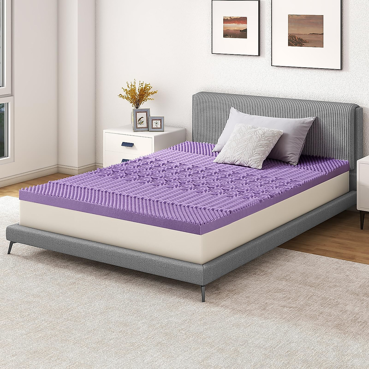 Airdown 3 Inch 5-Zone Gel Infused Memory Foam Mattress Topper Twin Size, CertiPUR-US Certified