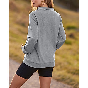 BTFBM Women Fashion Quilted Pattern Lightweight Zipper Long Sleeve Plain Casual Ladies Sweatshirts Pullovers Shirts Tops (Light Grey, Small)