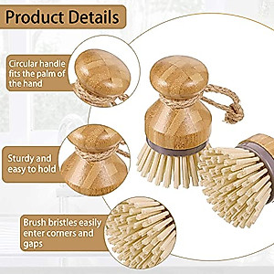 Bamboo Dish Brush Scrub Wooden Brush - Bamboo Dish Brush，Brush for Dishes,Palm Brush Dish Scrubber Suitable for Washing Dishes,Stubborn Stains & Vegetables.