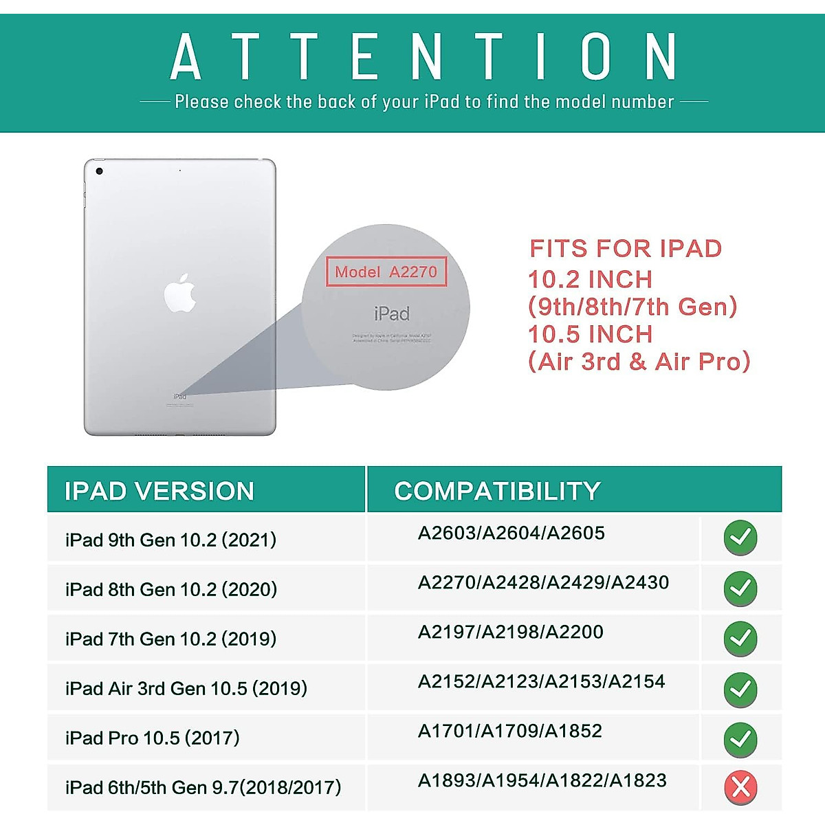 Case for iPad 9th / 8th / 7th Generation (2021/2020/2019) 10.2 inch/iPad Air 10.5" 2019 / iPad Pro 10.5", Leather Smart Cover with Auto Wake/Sleep, Funny Cat