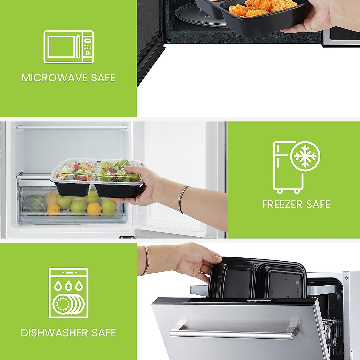 vivigu Meal Prep Containers Reusable 50 Pack - 2 Compartment Plastic Food Containers with Lids, To Go Food Containers BPA-Free, To Go Containers With Lids Microwave, Dishwasher, Freezer Safe 30 oz