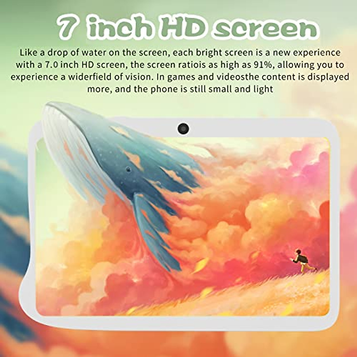 VINGVO Kids Tablet, 5G WiFi Dual Band 100‑240V 4G 128G 7 Inch Kids Tablet IPS HD Display (White)