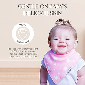 Dodo Babies Bandana Drool Bib Set - Eight 100% Cotton Bibs with Soft Polyester Lining, 2 Pacifier Clips, Binky Case, Pink Gift Bag for Baby Girl or Boy Shower - Adjustable Snap Fit for 3-24 Months