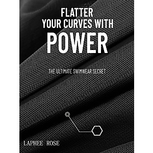 LAPHEE ROSE One Piece Swimsuit for Women Tummy Control Bathing Suits Ruched Swimwear-Black-M