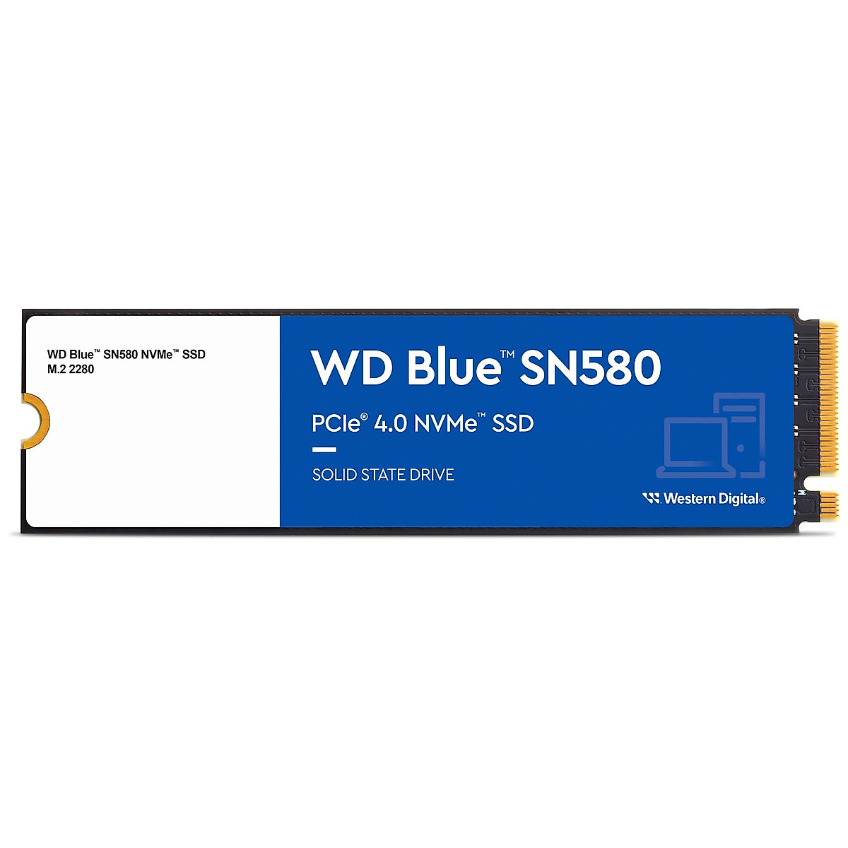 Western Digital 1TB WD Blue SN580 NVMe Internal Solid State Drive SSD - Gen4 x4 PCIe 16Gb/s, M.2 2280, Up to 4,150 MB/s - WDS100T3B0E