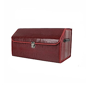 GFDFD Trunk Storage Box for Car Vehicle Organizer Box Folding PU Leather Stowing Tidying Bag Auto Accessories (Color : Wine Red, Size : L)
