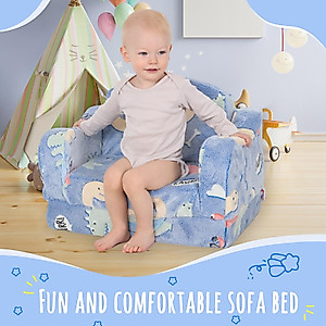 Thick Comfy Toddler Chair and Couch for Kids,2-in-1 Soft Plush Fold Out Sofa for Children,Convertible Couch to Lounger for Toddler