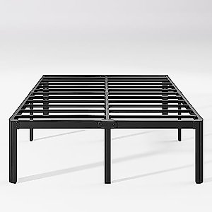 Hunlostten 16" High Queen Bed Frame No Box Spring Needed, Heavy Duty Metal Platform Bed Frame Queen Size with Round Corners, Easy Assembly, Noise Free, Black