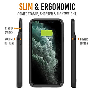 Alpatronix Battery Case for iPhone 11 Pro Max and iPhone Xs Max (6.5 inch), Slim Portable Protective Extended Charger with Wireless Charging Compatible with Lightning Audio - BX11 Pro Max