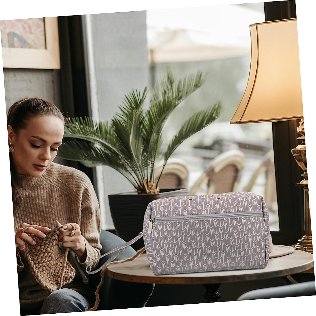 TEHAUX Wool Storage Storage Tote Knitting Tote Bag Knitting Needles Pouch Sewing Machine Carrying Case Cross Stitch Bag Knitting Tools Bag Knitting Bags Fabric Yarn Toolbox