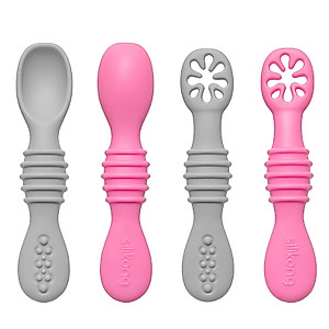 Silikong Silicone Baby Spoons Set (Stage 1 + Stage 2) - Toddler Utensils - Self Feeding Spoons