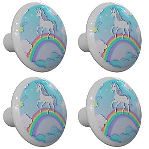 Gotham Decor Set of 4 Unicorn Rainbow Walker Drawer Knobs