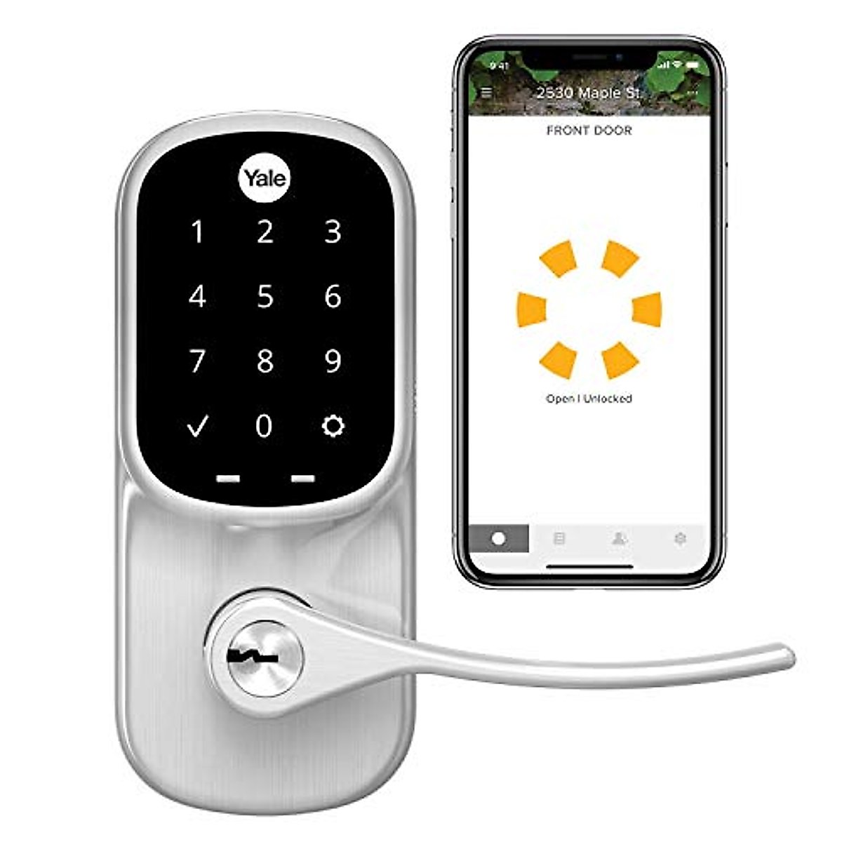 Yale Assure Lever, Wi-Fi Smart Door Lever (for doors with no deadbolt) - Works with Yale Access App, Amazon Alexa, Google Assistant, HomeKit, Phillips Hue and Samsung SmartThings, Satin Nickel