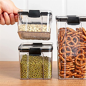 BRYLL Plastic Cereal Storage Box Multigrain Sealed Cans Food Storage Container Multifunction Transparent Airtight Plastic Box Containers Lid Kitchen Pantry Storage Box,1300ML