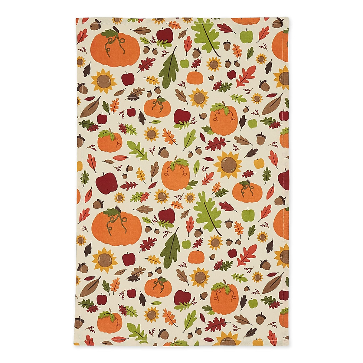 DII Fall Basics Kitchen Dishtowel Collection Printed & Plaid Fall Dish Towel Set, 18x28, Pumpkin Spice, 2 Count