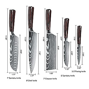 Dfito Kitchen Chef Knife Sets, 3.5-8 Inch Set Boxed Knives 440A Stainless Steel Ultra Sharp Japanese Knives, 5 Pieces Knife Sets for Professional Chefs