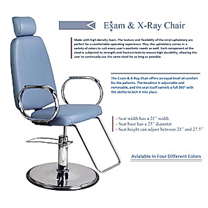 AmeriCan Goods Professional Dental Patient Exam & X-Ray Chair Deluxe Quality 360° Swivel, Adjustable & Removable Headrest Stool (Graystone)