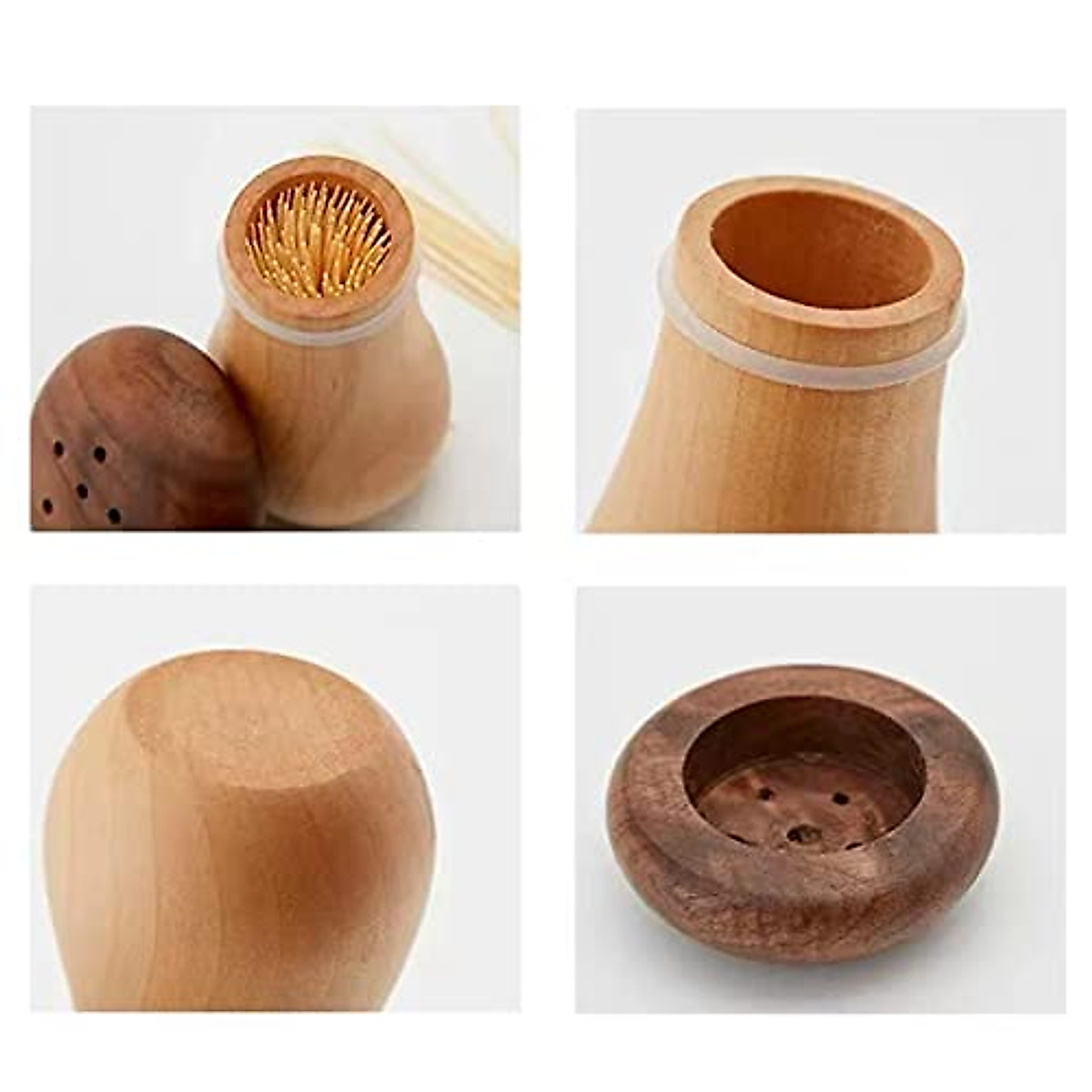 Agirlvct Toothpick Holder Dispenser, Wood Cute Mushroom Toothpick Dispenser Container for Home Kitchen Restaurant Hotel(With Toothpicks)