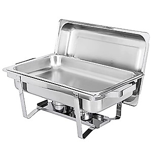 ZENY 4 Packs Chafing Dish Buffet Set, 8 Quart Stainless Steel Buffet Servers and Warmers for Party Catering, Complete Chafer Set with Water Pan, Chafing Fuel Holder