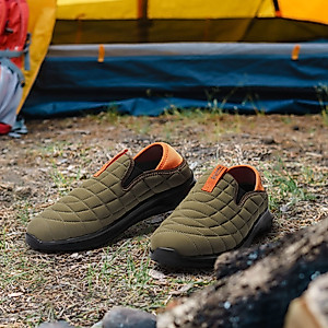 NORTIV 8 Men's Women's Hiking Slip-On Loafers Shoes Slippers Camping Moc Outdoor Indoor Walking Shoes Army Green SNUO226M, Size 7