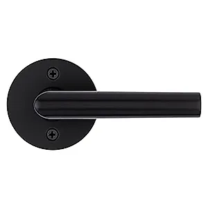 Kwikset Milan Interior Passage Door Handle, Lever For Closet and Hallway Doors, Reversible Non-Locking Handle Lever, Matte Black