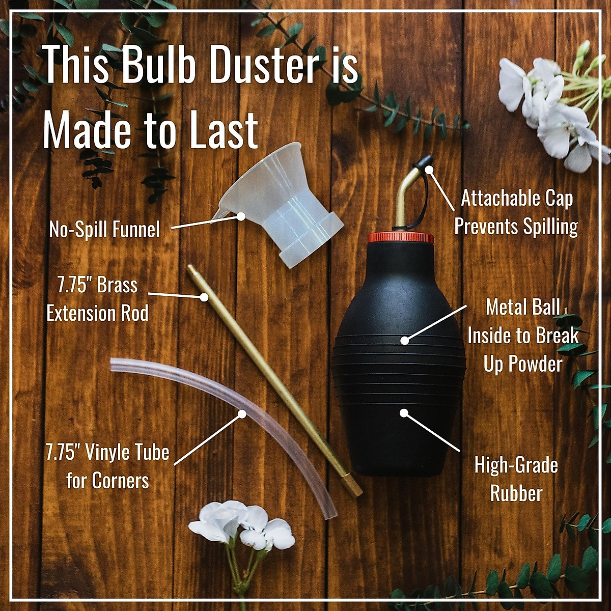 Dr. Killigan's The Insect Buster - Bulb Duster, Sprayer, Applicator, Dispenser for Diatomaceous Earth and Other Powders - a Non-Toxic, Natural and Safe Tool - Small (8oz)