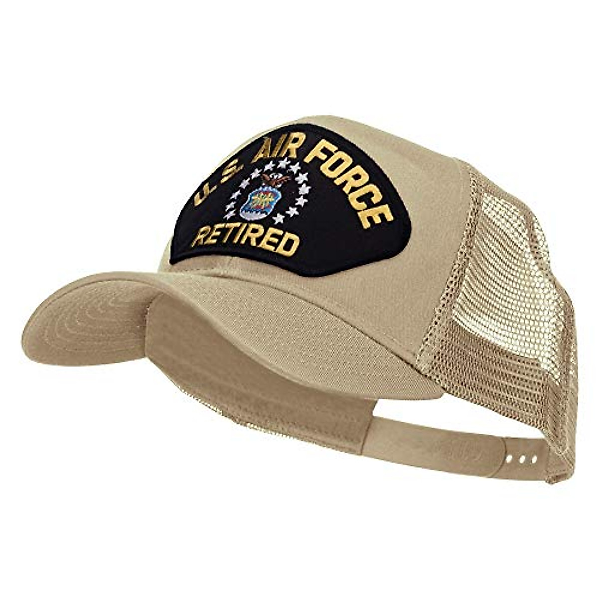 e4Hats.com US Air Force Retired Military Patched Mesh Cap - Khaki OSFM