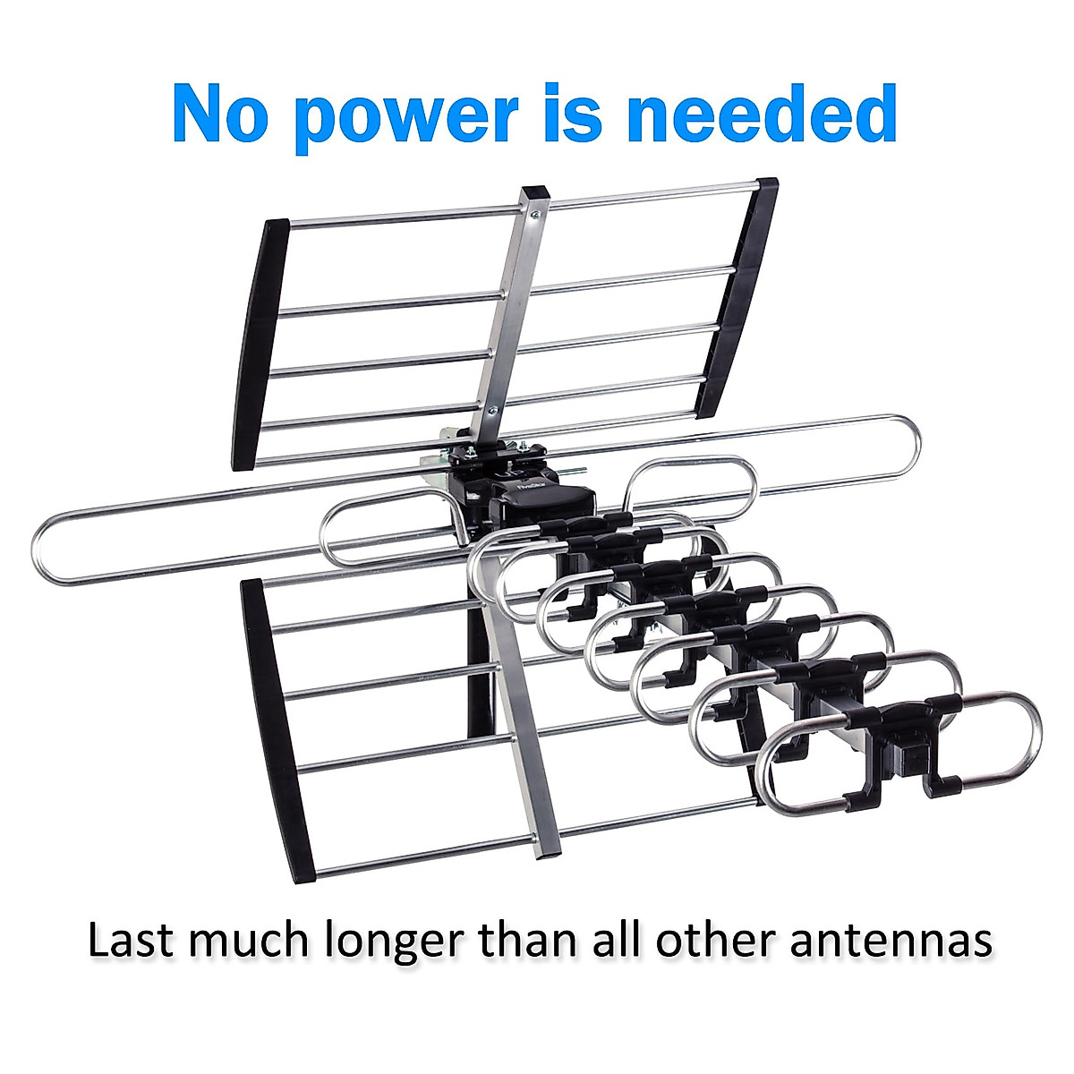 Five Star Outdoor HDTV Antenna up to 200 Mile Long Range, Attic or Roof Mount TV Antenna, Long Range Digital OTA Antenna for 4K 1080P VHF UHF Includes J Mount, 40 ft. RG6 Coaxial Cable