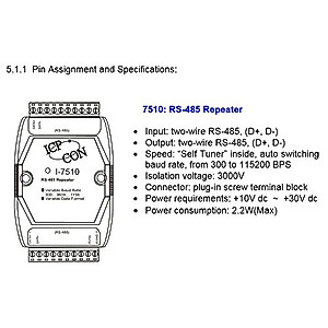 ICP DAS USA ICP-I-7510 RS-485 Isolated High Speed Repeater.