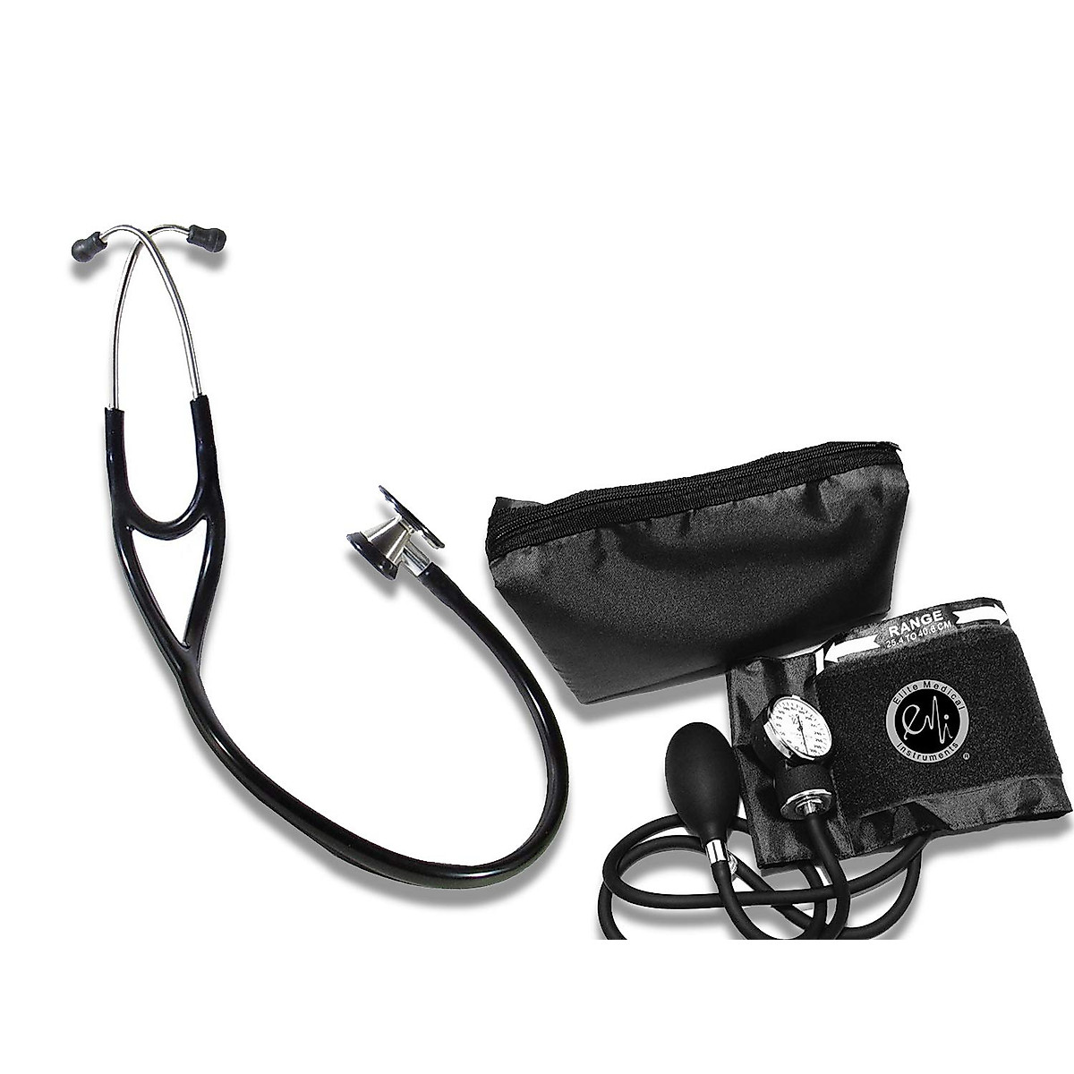 EMI Platinum Series Deluxe Black Cardiology Stethoscope ESC-333 AND EBD-217 Sphygmomanometer Set