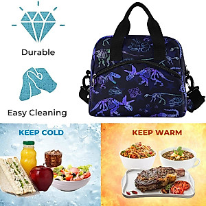 Glaphy Dinosaur Fossil Lunch Bag, Insulated Lunch Tote Bag Cooler Cooling Lunch Box Food Container for Women Men Adults