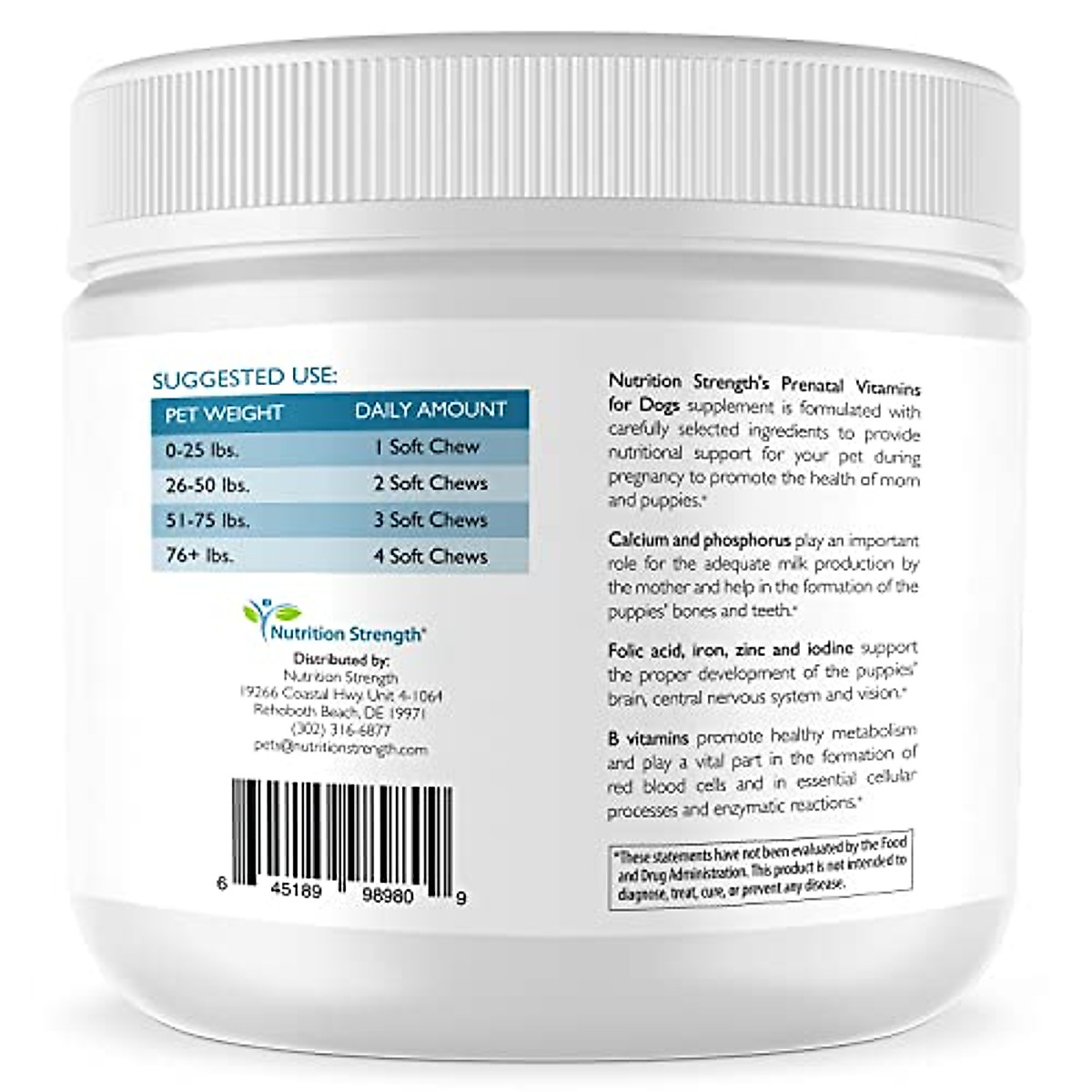 Nutrition Strength Prenatal Vitamins for Dogs to Support Development of Healthy Puppies, Promote Milk Production, with Folic Acid, Iron, Zinc, Iodine, B Vitamins for Pregnant Dogs, 90 Soft Chews