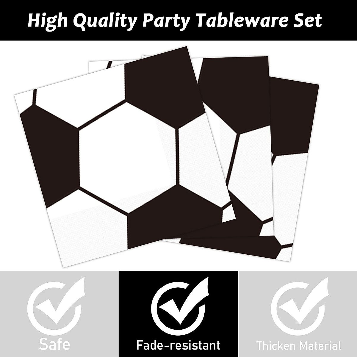 Serves 24 Soccer Birthday Party Plates Napkins Soccer Party Supplies Tableware Paper Dinnerware Decoration for Birthday Party Baby Shower for Soccer Fans, Totally 96Pcs