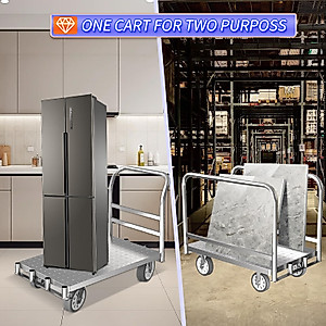 Facoba Platform Trucks, Panel Carts Heavy Duty, Drywall Cart, Capacity 2000lbs Platform Ppanel Cart, with 6" Swivel Brake Casters Lumber Cart, 1 Front Armrest and 2 Side Armrests Panel Truck Cart.