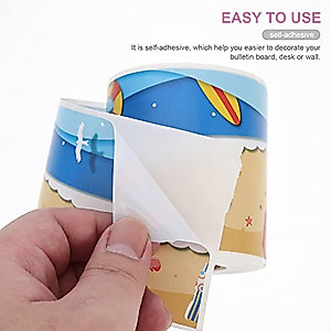 Ciieeo 65Ft Summer Bulletin Board Decorations Summer Beach Classroom Bulletin Board Border Stickers Bulletin Border Rolled Border Trim for Classroom Decor