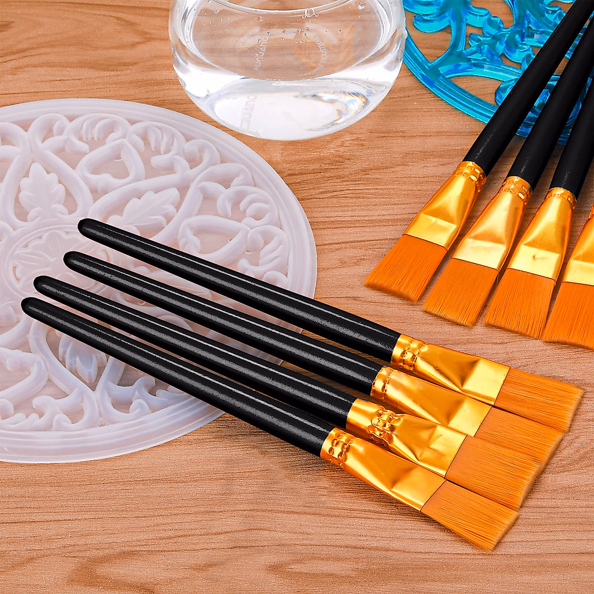 20 Pieces Paint Brushes for Acrylic Painting, Nylon Paint Brushes 1 Inch Wide Flat Paint Brushes Set for Artists Professional Amateurs Gouache & Acrylics Watercolors Gouache Inks Oil Black