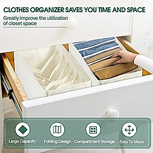 Resdenio Drawer Organizers for Clothing: 2 Pack Upgraded Closet Drawer Dividers Clothes Organizer, Extra Large 7 Grids Foldable Washable Wardrobe Cabinet Storage Box for Jeans, Underwear, Dresses