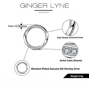Ginger Lyne Collection Unique Twisted Eternity Band Bridal Wedding Anniversary Ring for Women Sterling Silver Twist Setting Cubic Zirconia Engagement Series Stackable Jewelry