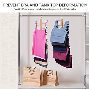 ZEDODIER Tank Top Hanger，Wooden Bra Organizer for Closet, Maximum 12 Storage Capacity, Top 360° Rotation, Hanging Space Saving Hook for Tank Tops, Sport Bras, Camisoles, Lingeries