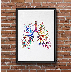 Dignovel Studios 8X10 Unframed Lung Anatomy Human Body Watercolor Art Print Poster Medical Science Housewarming Wall Art Giclee Office Home Decor DN541